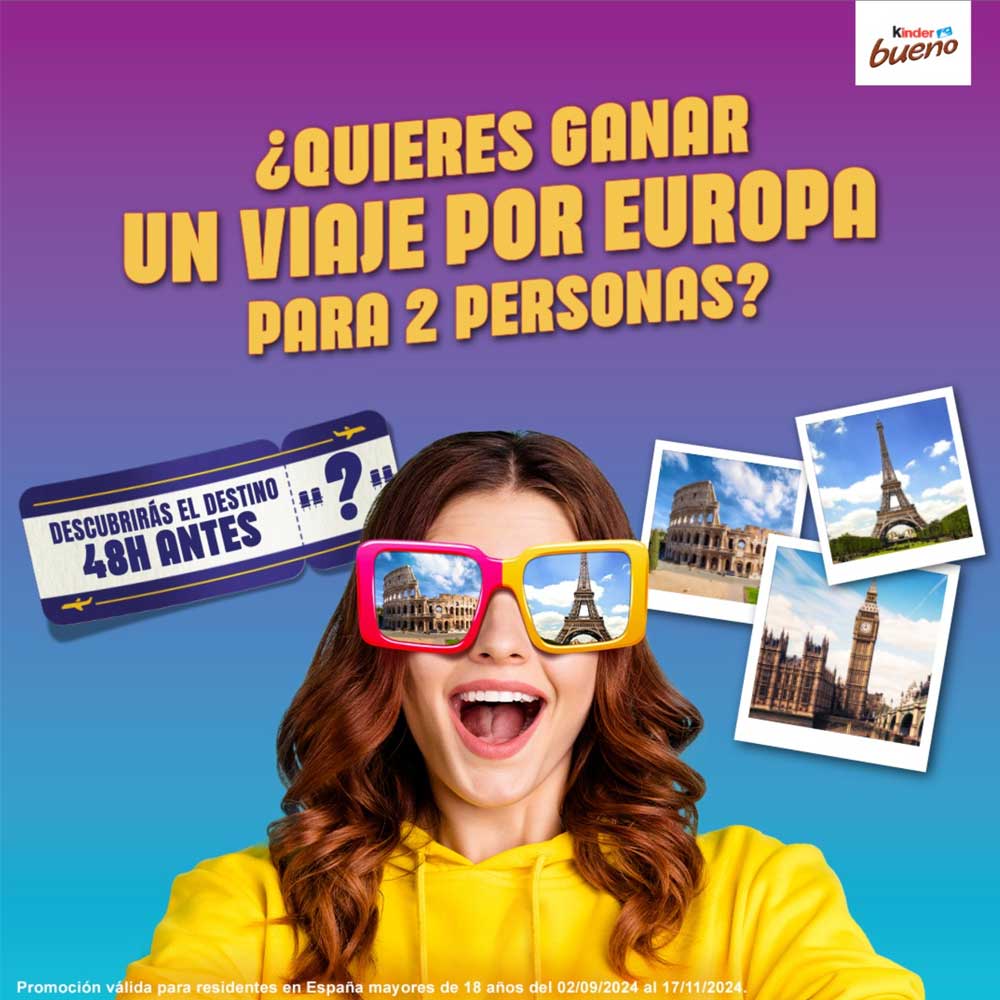 Gana un viaje sorpresa por Europa con Kinder Bueno Mystery Trip | Concurseo